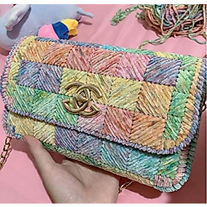 4 Skeins Chenille Yarn，Hand Knitting Soft Glossy Chenille Velvet Amigurumi Yarn for Crochet Weaving Blanket DIY Craft Total 400g (Harvest Green)