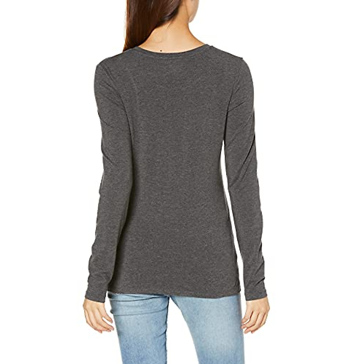 Amazon Essentials Women's Classic-Fit Long-Sleeve Crewneck T-Shirt (Available in Plus Size), Charcoal Heather, Large