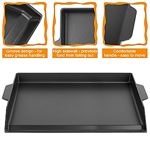 Universal Griddle Insert for Gas Grill, Cast Iron Flat Top Griddle for Outdoor Grill, Charcoal Grill, Camp Chef/Weber/Charbroil/Nexgrill/Kenmore Big Gas Grill Griddle Etc. All Gas Grills 23" x 16"