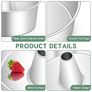 TeamFar 10inch Angel Food Cake Pan, Stainless Steel Cake Pan with Tube, Healthy & Non-toxic, Durable & One-Piece, Mirror Finish & Dishwasher Safe