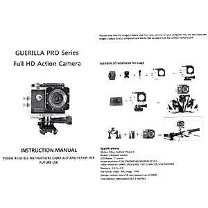 GUERILLA PRO3000 Sports Action Camera, GUERILLA Pro Series 12 MP Full HD 1080P Action Camera, Warerproof 120 Degree Wide Angle Lens 2.0inch LCD, Include Accessories