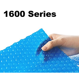 AURSK Solar Pool Cover for Above Ground and In Ground Swimming Pools, 16-mil 12ft x 24ft Rectangle Heavy-Duty Heat Retaining Pool Solar Blanket | Blue 1600 Series