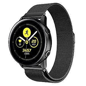 Compatible with Galaxy Watch 3 45mm/Samsung Galaxy Watch 46mm/Gear S3 Frontier/Classic Band, 22mm Stainless Steel Strap Replacement for Ticwatch Pro/Samsung Galaxy Watch 46mm Smartwatch (Black)