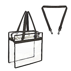 NATURAL STYLE Clear Tote Bag Stadium Security Approved, See Through Clear Handbag Purse Bag for Work, Beach, Stadium, Makeup, Cosmetics