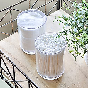 Youngever 2 Pack 8 Ounce Clear Qtip Holders, Plastic Apothecary Jars, Cotton Swab Holders, Bathroom Vanity Organizers