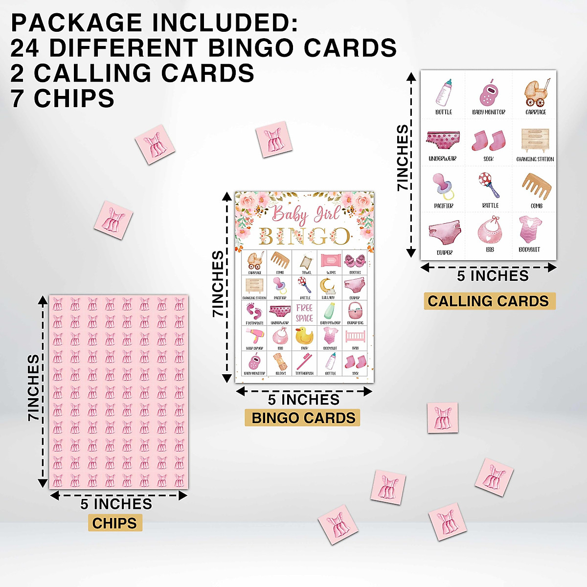 Baby Shower Bingo Games, Baby Bingo for Baby Shower, Blush Pink Floral Baby Bingo Game, Gender Reveal Games, Baby Shower Decorations Favors, 24 Players Bingo Games Cards (C04)