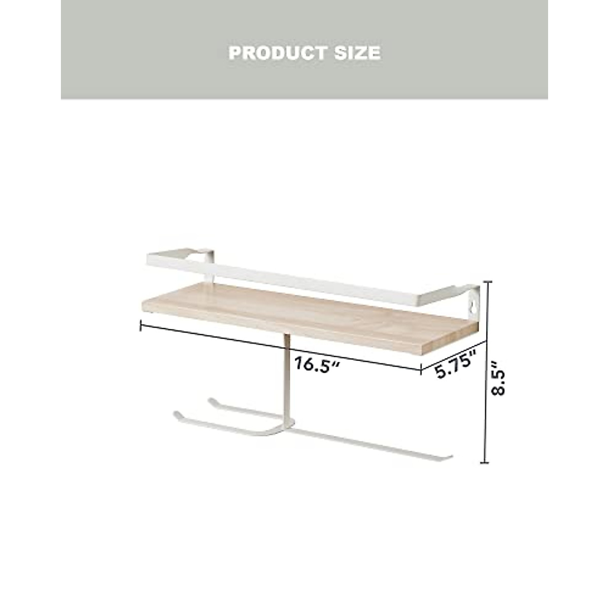 olysmto Floating Shelves, Bathroom Shelf with Paper Towel Holder Hair Dryer Rack, Kitchen Wall Organizer Storage Shelving - Maple Faux Wood