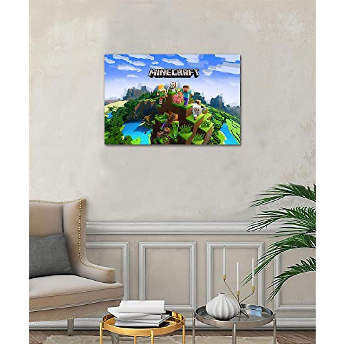 QISSES Mining Pixel Fun Game poster Roblox Canvas Wall Art Decor Cool Wall Print Canvas Posters for Room Aesthetic Decor Gifts Unframe:16x18inch