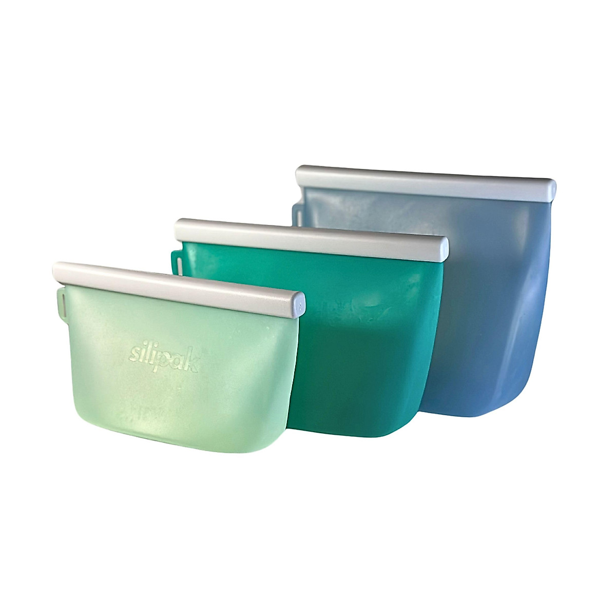 Silipak Reusable Silicone Food Storage Bags, 3 pack, Multi Use Leakproof Meal Prep Containers & Freezer Bags | Makeup Bag & Travel Containers | BPA Free, Dishwasher and Microwave Safe