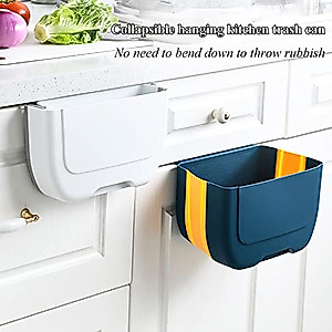 Hsxfl Hanging Trash Can for Kitchen, Mini Foldable Waste Bin Small Collapsible Garbage Can Under Sink, 3L Wall Mounted Folding Trash Bin for Cabinet/Bedroom/Car/Bathroom (White)