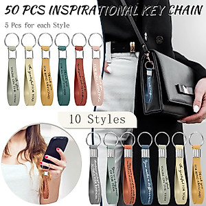 Roowest 50 Pcs Inspirational Gift for Women Silicone Keychain Employee Appreciation Gift Bulk Teacher Coworker(Elegant Color)