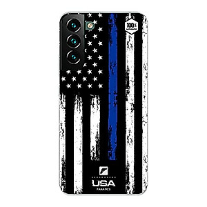 Phone Case Blue Line Flag USA Patriot law enforcement Design Silicone Transparent - Compatible iPhone and Samsung (iPhone XR)