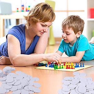 Coopay 1-1/5 inch Plastic Learning Counters Disks Bingo Chip Counting Discs Markers for Math Practice and Poker Chips Game Tokens, 200 Pieces(White)