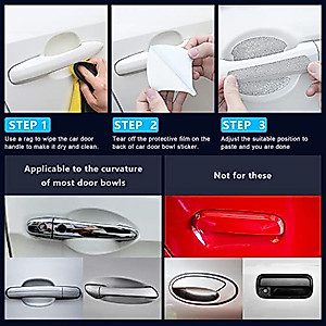 Ourzop 8Pcs Car Door Handle Sticker,Silver Bling Cup Scratches Protector Door Handle Side Sticker Scratch Protector Door Handle Paint Scratch Protection Protective Film