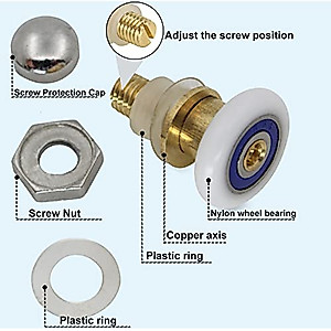 AWEN 4PCS x Shower Door Rollers,Roller Diameter 23mm for The Bathroom Glass Sliding Door Pulleys/Runners/Wheels,Strong Load-Bearing Capacity, Ultra-Quiet Shower Glass Door Rollers Replacement