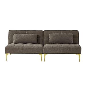 Anwickhomk Folding Sofa Bed,Convertible Couch,Modern Armless Futon Sofa,Loveseats Chairs with Removable Pillow and Adjustable Backrest,Soft Fabric Sofa for Bedroom, Living Room (Taupe)