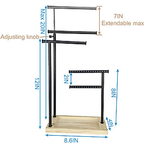 lengnoyp Premium Jewelry Stand, 4-Tier Storage Necklace Holder Stand, Earring Holder AdjustableTall 20I N (Max), Jewelry Organizer for Necklace, Bracelet, Earring, Black