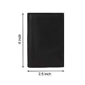 Leatherboss Genuine Leather Business Card Holder | Expandable Pocket, Credit Card & ID Slots | Stylish & Compact | Black