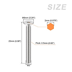 METALLIXITY Flat Head Countersunk Machine Screws, (M3x25mm) 30Pcs, 304 Stainless Steel Socket Head Cap Screws - for Machinery, Furniture, DIY