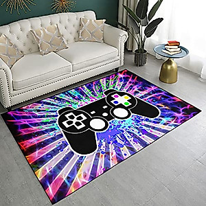 Gaming Rugs for Boys Bedroom,Gamer Area Rugs,Video Games Room Carpets,Game Style Boys Bedroom Decor,Gaming Decor Floor Pad Rugs,Gamepad Controller Bathroom Comfy Floor Doormats 2'×3' Purple