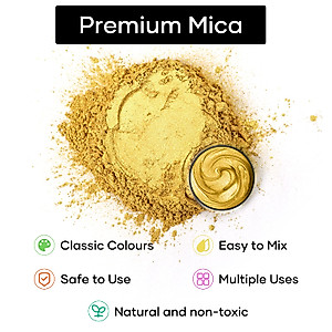 HTVRONT Gold Mica Powder for Epoxy Resin - 1.76 oz/50g Mica Pigment Powder, Natural Mica Powder for Soap Making, Resin, Candle Making, Bath Bomb, Non-Toxic Pigment Powder