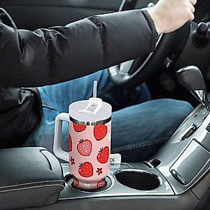 ARGTILDN 30 oz Tumbler Strawberry Flower Cartoon Insulated Travel Mug with Handle and Straw Lid Stainless Steel Vacuum Coffee Cup Tea Beverage Container Water Bottles for Car Sports office