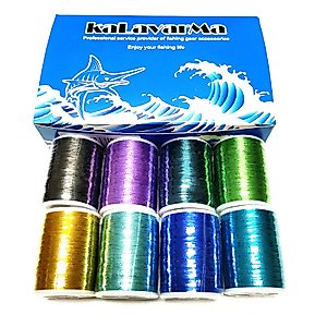 (8pcs*240yd) Kalavarma 240 Yards/Spool 220M Metallic Wrapping Thread for Fishing Rod Guide 8 Colors