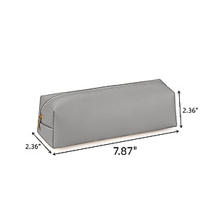 KAEZDD Pencil Bag Pen Case Cosmetic Makeup Bag Pen Pencil Stationery Pouch Bag Case/PU Leather Small Pencil Pouch Stationery Pouch Zipper Bag for Pens, Pencils, Markers (Grey)