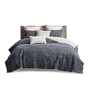 INK+IVY II13-564 Pomona 3 Piece Coverlet Mini Set, Full/Queen, Navy