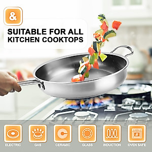 10-Piece Stainless Steel Pots and Pans Set, Kitchen Cookware Sets, Induction Pots and Pans, Cooking Set with Glass Lids, Frying Pans & Saucepan Compatible with All Stovetops