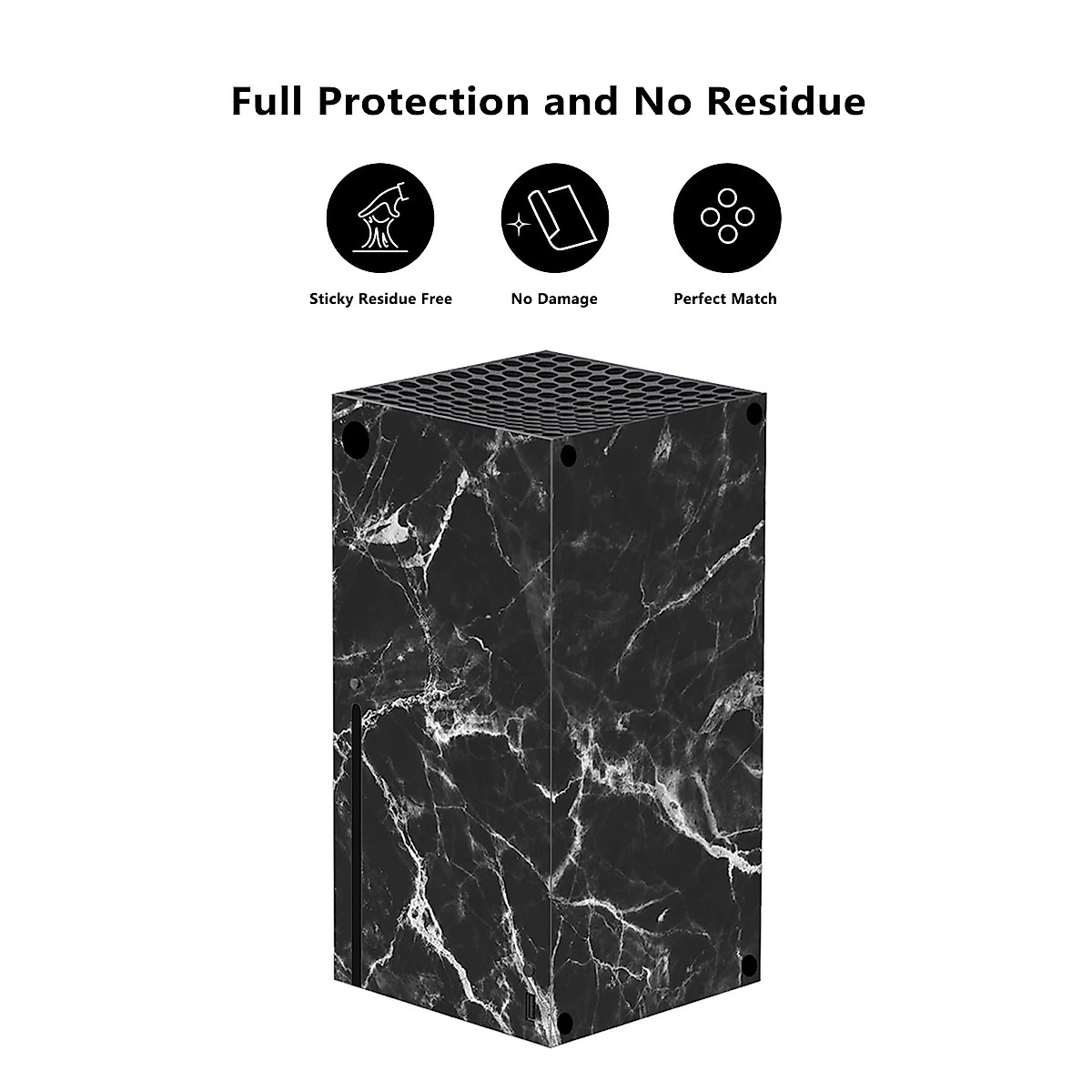 PlayVital Black White Marble Effect Custom Vinyl Skins for Xbox Core Wireless Controller, Wrap Decal Cover Stickers for Xbox Series X Console Controller