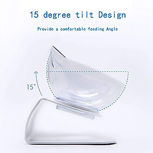 Luck Dawn Double Elevated Cat Bowls with Raised Stand, 15 Tilted cat Bowl Design Neck Guard Stand Raised Pet Food Water Feeder Bowl for Cats or Small Dogs