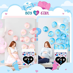Ireer Gender Reveal Box with 16 Latex Gender Reveal Balloon 24 x 17 x 17 Inch Gender Reveal Balloon Box Boy or Girl Balloon Release Box Gender Reveal Ideas for Boy Girl Gender Reveal Party Supplies