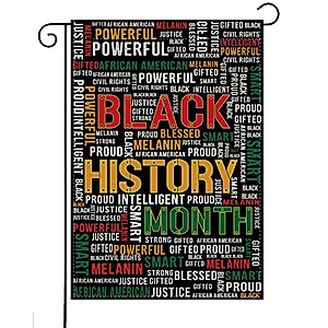 Black History Month Garden Flag Double Sided Black History Month Decoration African American Decoration and Supplies Outdoor Home Decorative Celebration Party Holiday Yard 12.5" X 18"