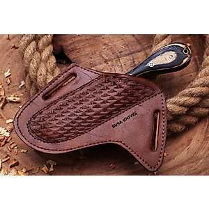 SUSA KNIVES Custom Handmade 1095 steel Bull cutter knife, cowboy knives with pancake leather sheath