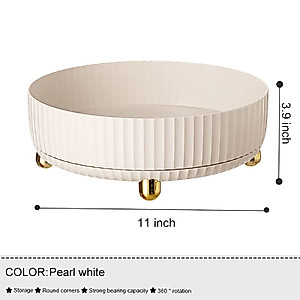 ZTXINJIN Lazy Susan Makeup Perfume Organizer, Rotating Turntable Organizer for Cabinet, Bathroom Vanity Tray Organizer with Large Capacity (White)