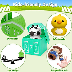 Learning Toys for 1,2,3 Year Old Toddlers, 20Pcs Farm Animals Barn Toy Montessori Counting, Matching & Sorting Fine Motor Games, Christmas Birthday Easter Gift for Baby Boys Girls Age 12-18 Months