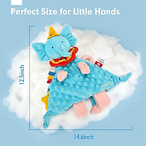 hahaland Baby Stuff Loveys for Babies Elephant Security Blanket with Baby Teething Toys 0-3-6-12 Months Baby Gifts for Newborn Baby Boys Girls Infant Toys