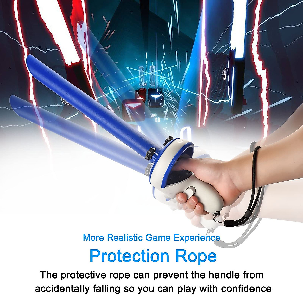 XIAOGE VR Game Accessories for Beat Saber,Golf Club, First Person Tennis Extension Grips Compatible with Oculus Quest 2/Meta Quest 2