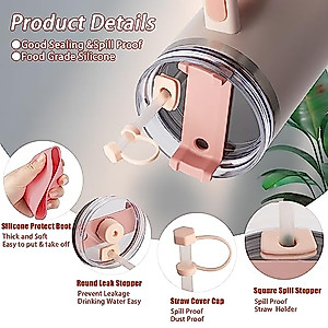 10 Pcs Silicone Spill Stopper Set for Stanley 2.0 40oz Tumbler, Including Tumbler Lid, Boot Sleeve, Straw Cover Cap, Square Spill Stopper, Round Leak Stopper, Accessories for Stanley Cup