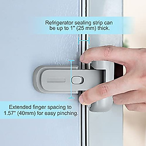 CLYMENE Refrigerator Fridge Freezer Door Lock for Kids, Child Proof Refrigerator Latch Lock to Keep Door Closed, No Tools Required and Easy Installation (Grey)