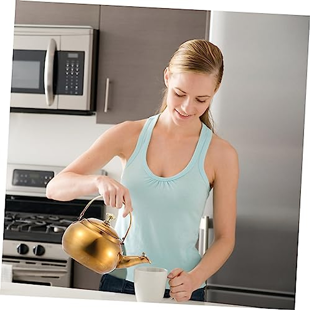 UTHCLO 1pc Stainless Steel Exquisite Pot Coffee Espresso Stove Tea Pots Coffee Pot Retro Espresso Machine Tea Warmer Retro Coffee Machine Heat Water Kettle Water Boiling Container Golden