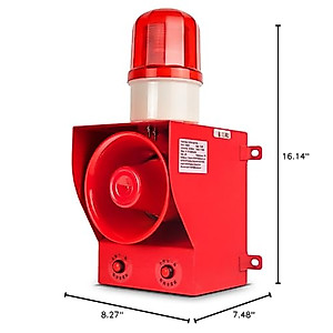 YASONG SLA-05B Model Industrial Alarm Siren, 0-130dB 12 Horn Tones Switchable, AC110V-120V 45W High Power for Noisy Environment Emergency Alarm Range of 100-150 Meters - Fire Tornado Alarm