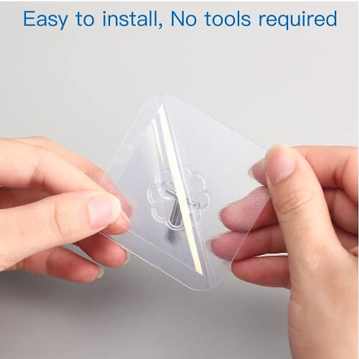 HOOOOXEZ Adhesive Wall Hooks for Hanging Heavy Duty 13lbs, No Damage Picture Frames Hangers for Home and Office, Sticky Hooks for Kitchen Bathroom, Transparent Waterproof and Rustproof, 10 Pack