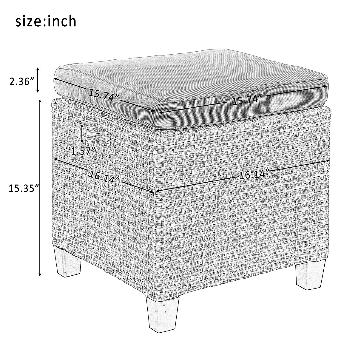 FANYE 5 Pieces All Weather Outdoor Patio Furniture Conversation Sets PE Wicker Rattan Sectional Couch Include 1 Table, 2 Sofas, 2 Ottomans and 3 Pillows Corner, Dark Gray