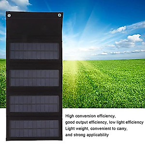 40W Portable Solar Phone Charger, USB Foldable Solar Charger with 4 Solar Panels, Fast Bank for Smartphones, Tablets, Camping Hiking Backpacking Horseback