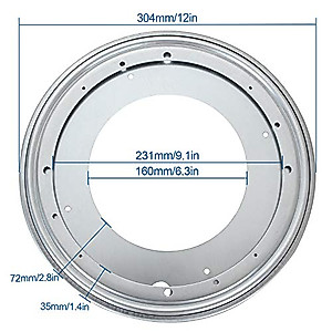 2 Pack Flat Lazy Susan Turntable Bearing 12 Inch Round Lazy Susan Hardware 5/16 Thick Turntable Swivel Base for Rotating Table, Book Case, Serving Tray, DVD Tower, Corner Shelves, 1000lb Capacity