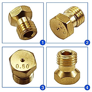 Xastro Brass Jet Nozzles for Propane LPG Gas Pipe Water Heater DIY Burner Grill Propane Gas Orifice Conversion Kit M6 x 0.75mm/0.5mm (10Pcs)