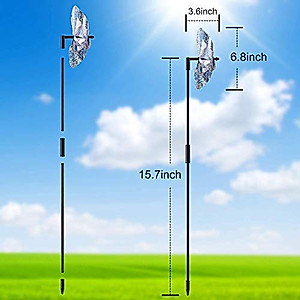 Ohuhu Reflective Pinwheels with Stakes, 10-Pack Extra Sparkly Wind Sculpture for Garden Decor Pin Wheel, Silver Wind Spinner