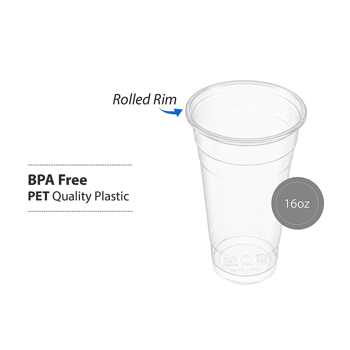 ELEGANT DISPOSABLES [50 Count] 16 Ounce Crystal Clear PET Cups for Iced Coffee, Cold Drinks, Slush, Smoothy's, Slurpee, Party's, Plastic Disposable Cups